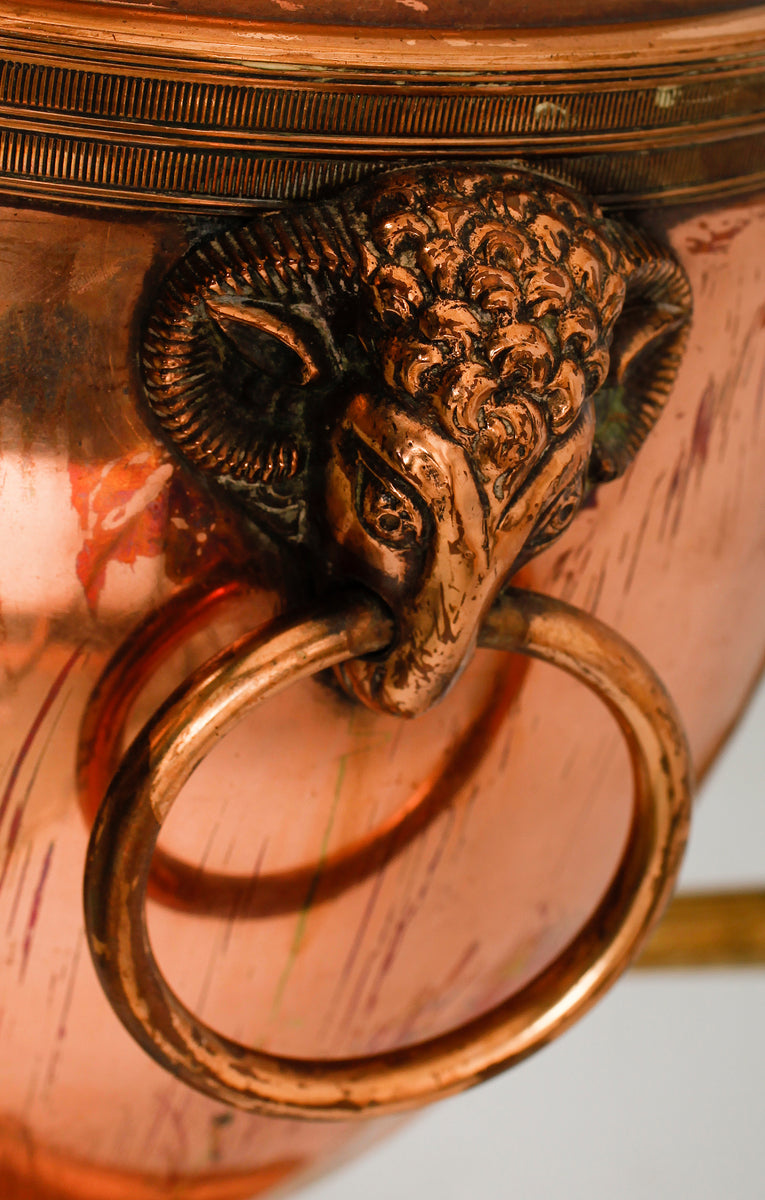 Empire British Samovar or Tea Urn Red copper Ram heads 19th century An ...