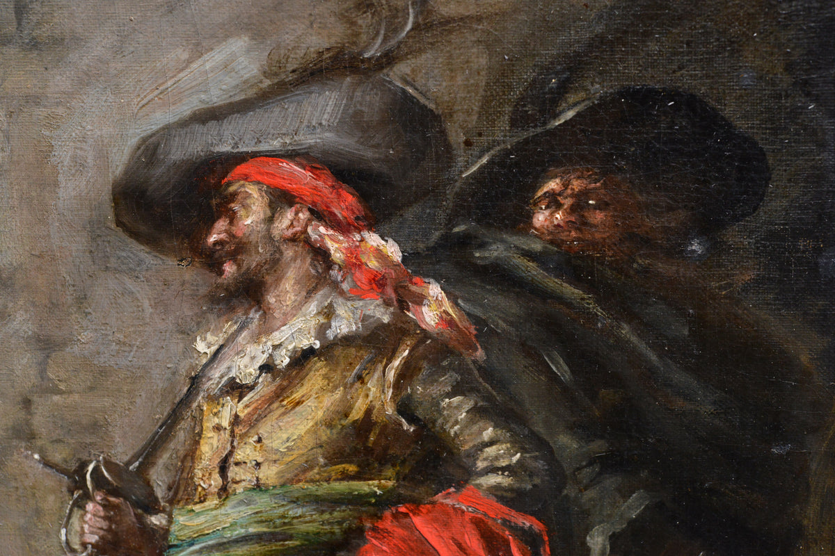 Renaissance genre scene Street Robbery Masterwork Oil painting on canv ...