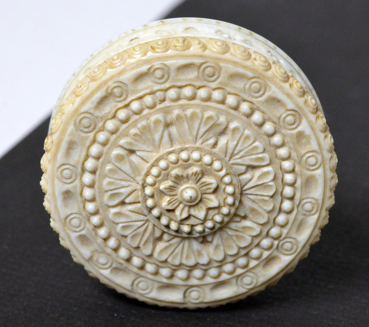 19C Antique Pocket Compendium Thermometer & Compass in Carved Ivory Bo ...
