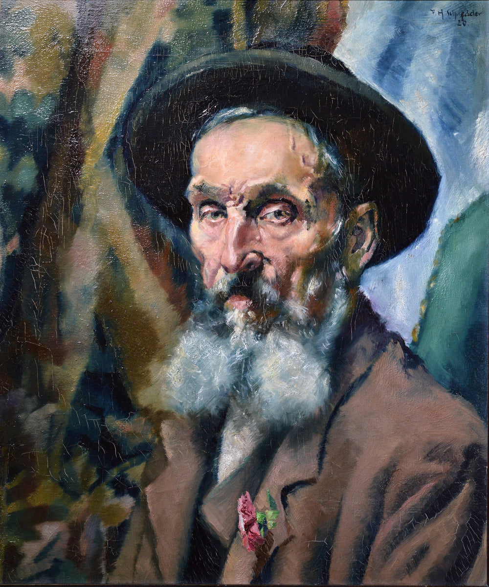 Modernist portrait Piercing gaze of elderly Jew German master 1920 Oil ...
