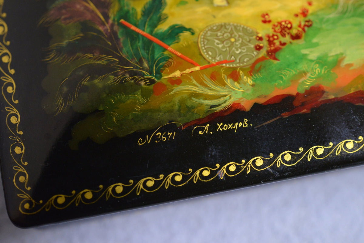 mid 20С vintage russian lacquer miniature hand painted box Ruslan and ...