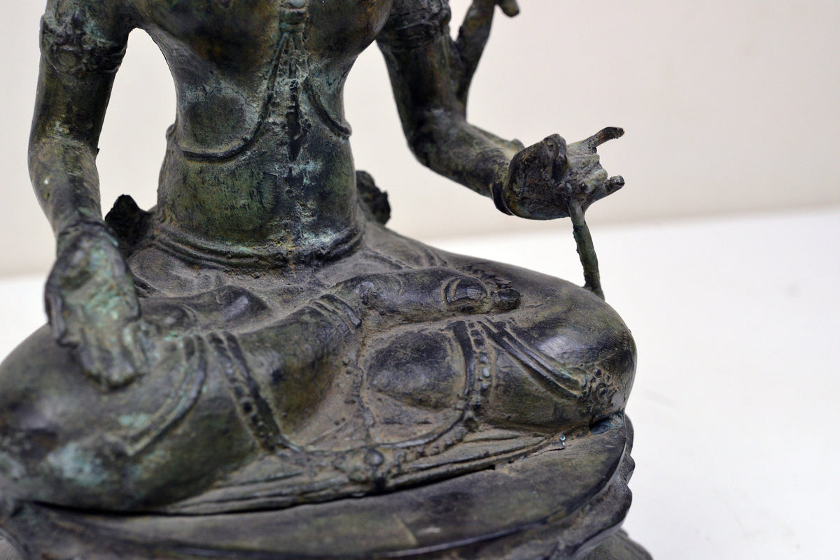 Antique bronze copper figure of buddhist or hinduist goddess statue ...